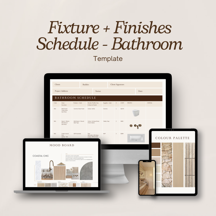 Bathroom - Fixture & Finishes Schedule Template – Measure & Mark