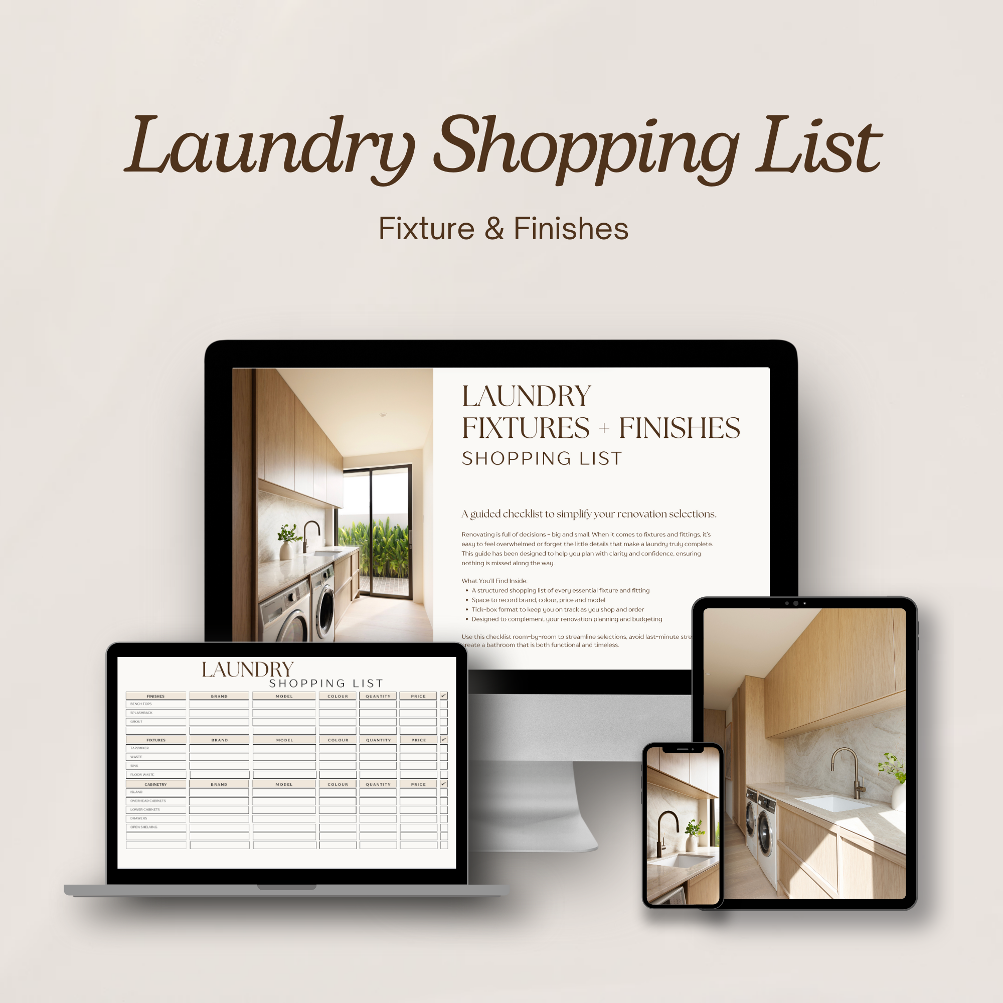 Laundry Fixture & Finishes Shopping List – Measure & Mark