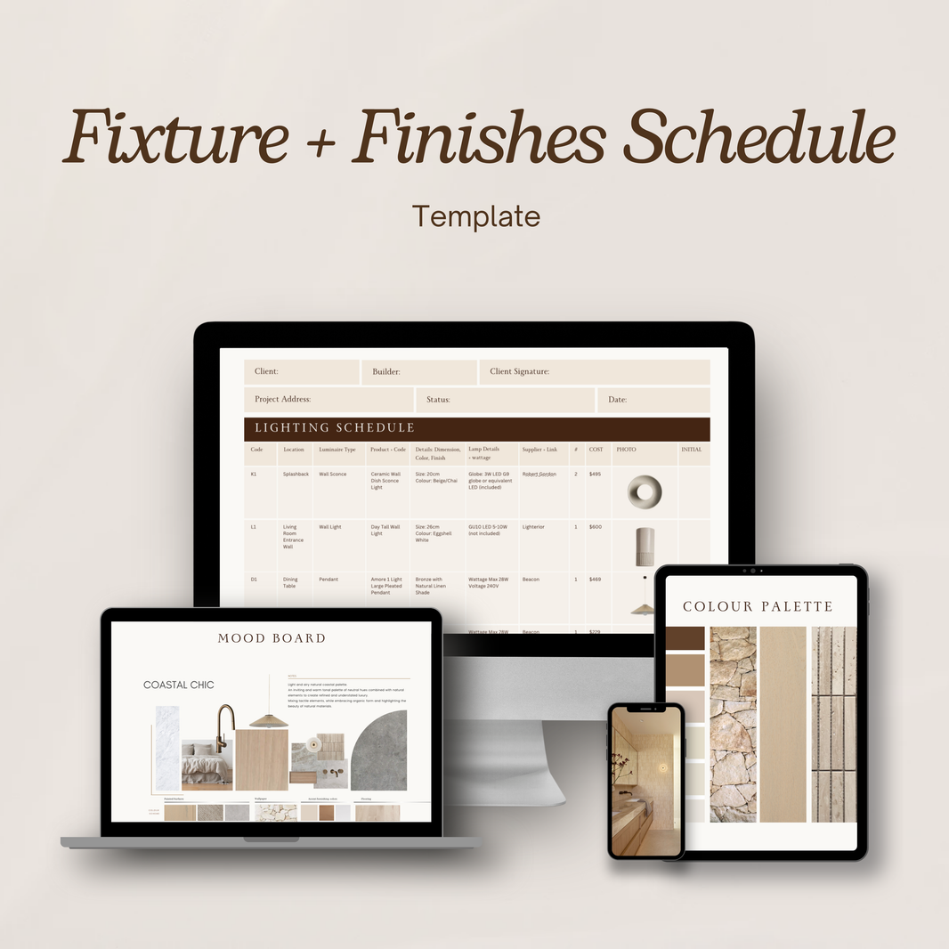 Fixture & Finishes Schedule Templates | Renovation Planning Tools ...