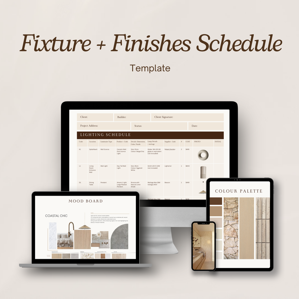 Fixture & Finishes Schedule Template | Renovation Planning Tool ...